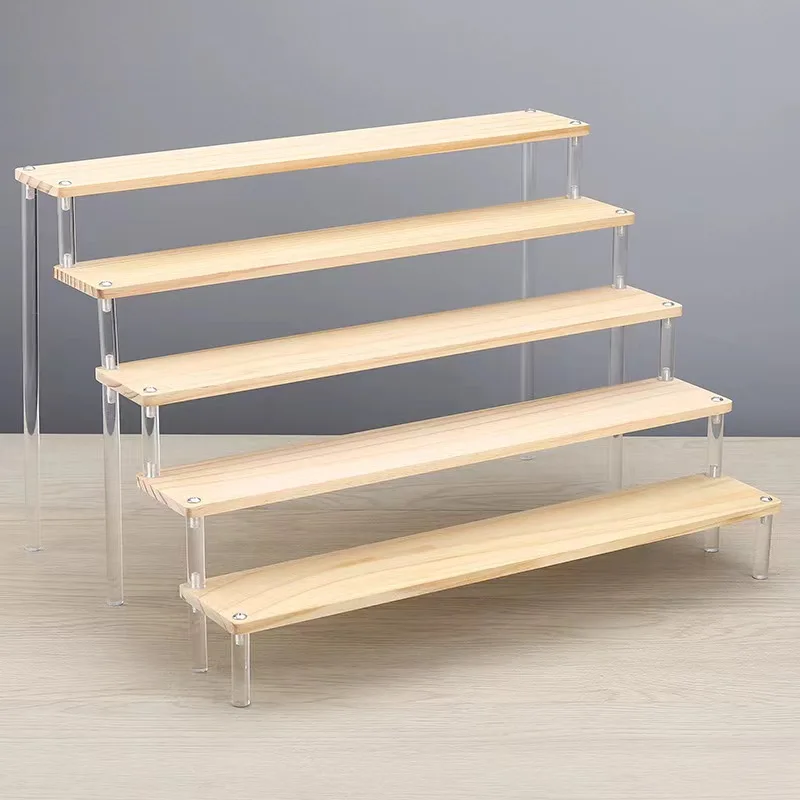 Solid-Wooden-Ladder-Display-Rack-with-Acrylic-Pillars-Blind-Box-Toy ...