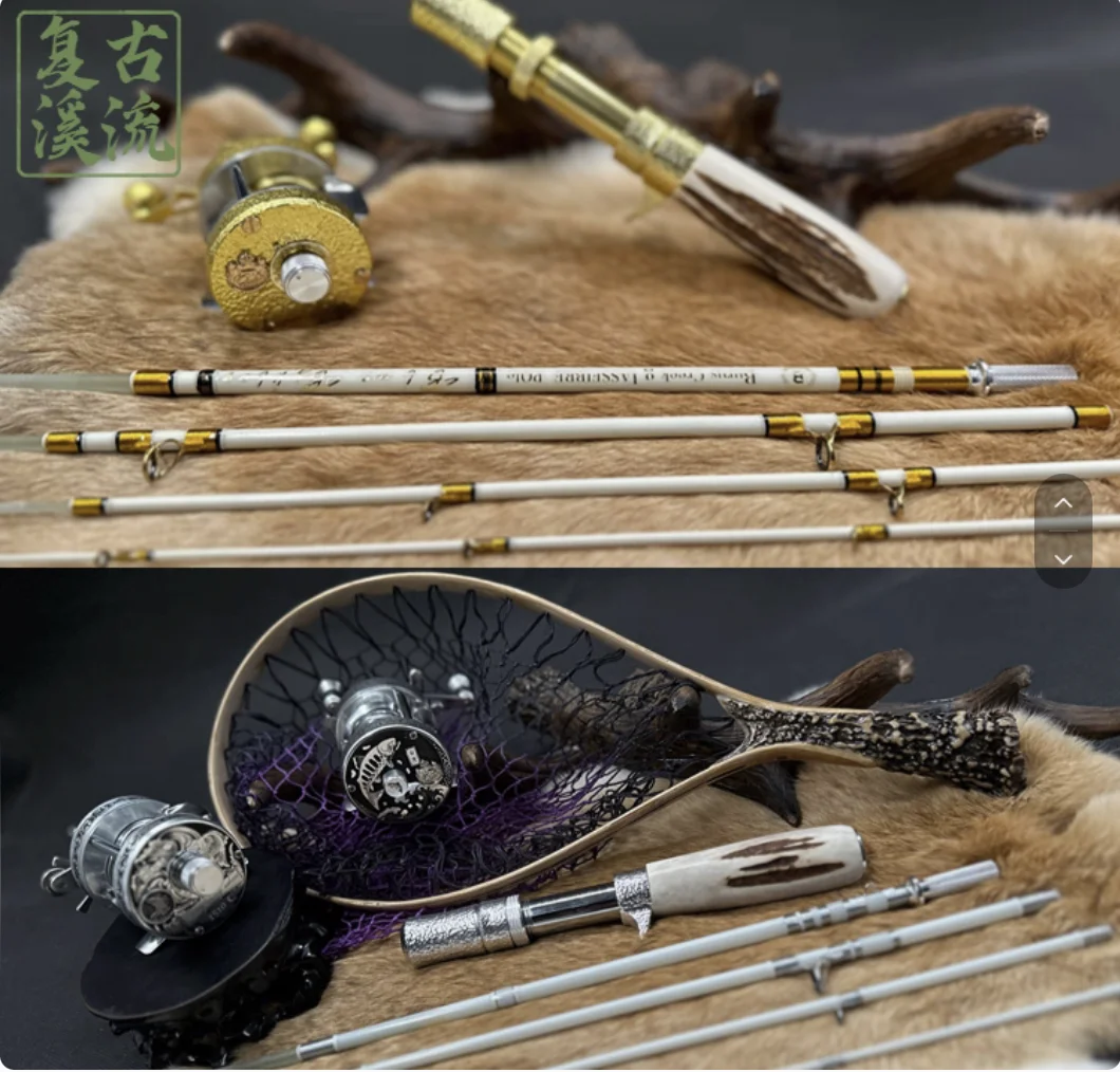 Retro Type Fiberglass Shooting Rod, Antler Handle, Fishing Pole, Stream ...