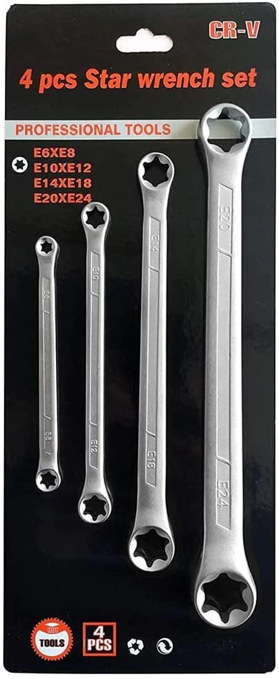 P1 Tools 4-Pcs Star Wrench Set E-Torx Box Wrench Set Tork E-Ring ...