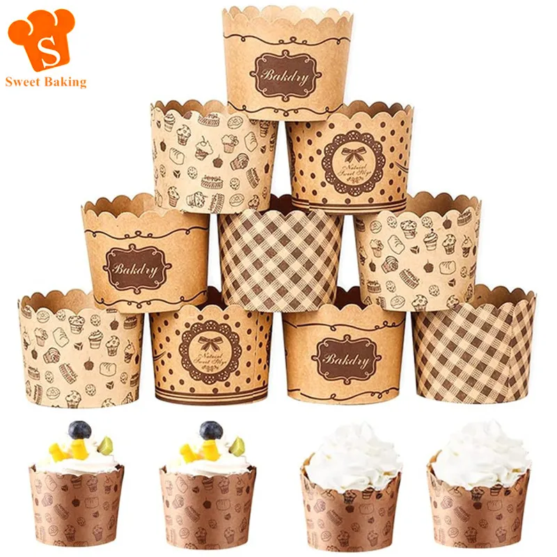 50Pcs Paper Baking Cups Kraft Paper Cake Cups Liners Heat Resistant ...
