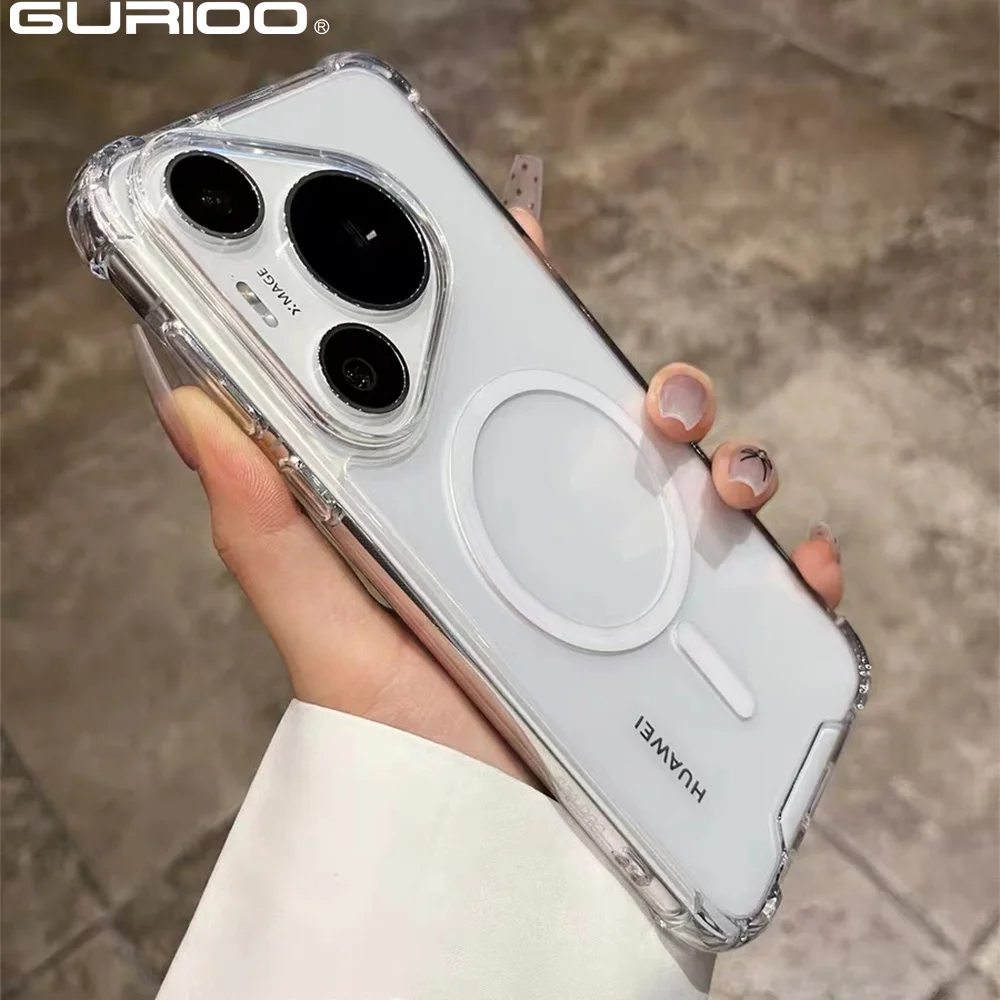 Funda-de-carga-inal-mbrica-magn-tica-Magsafe-cubierta-trasera-transparente-de-acr-lico-para ...