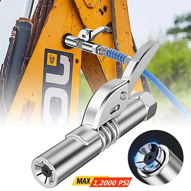 Grease Coupler Quick Lock Nozzle Heavy Duty High Pressure Double Handle ...