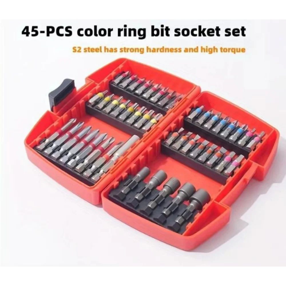 45-Pieces Impact Driver Bit Set, S2 Steel Alloy, Magnetic Nut Driver ...