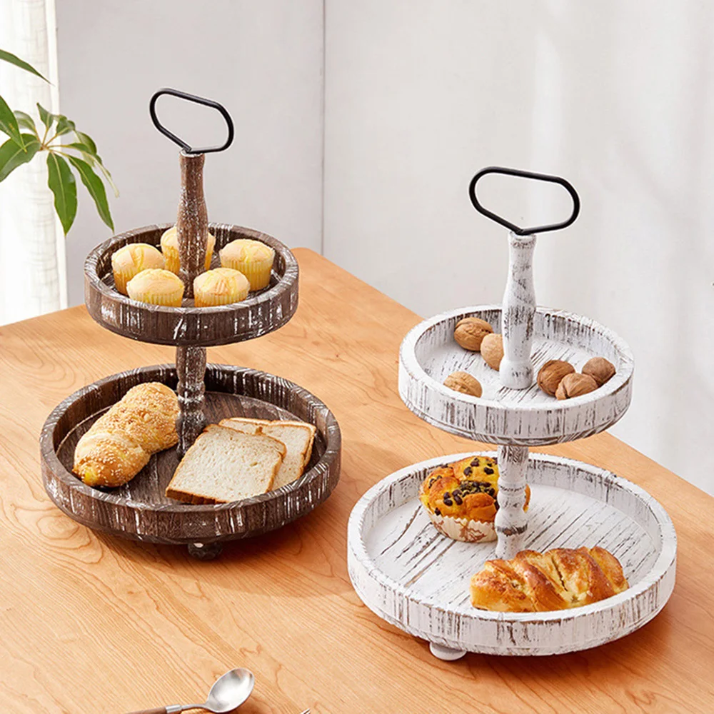 Round-2-Tier-Wooden-Cake-Stand-Cupcake-Serving-Tray-Display-Rack ...