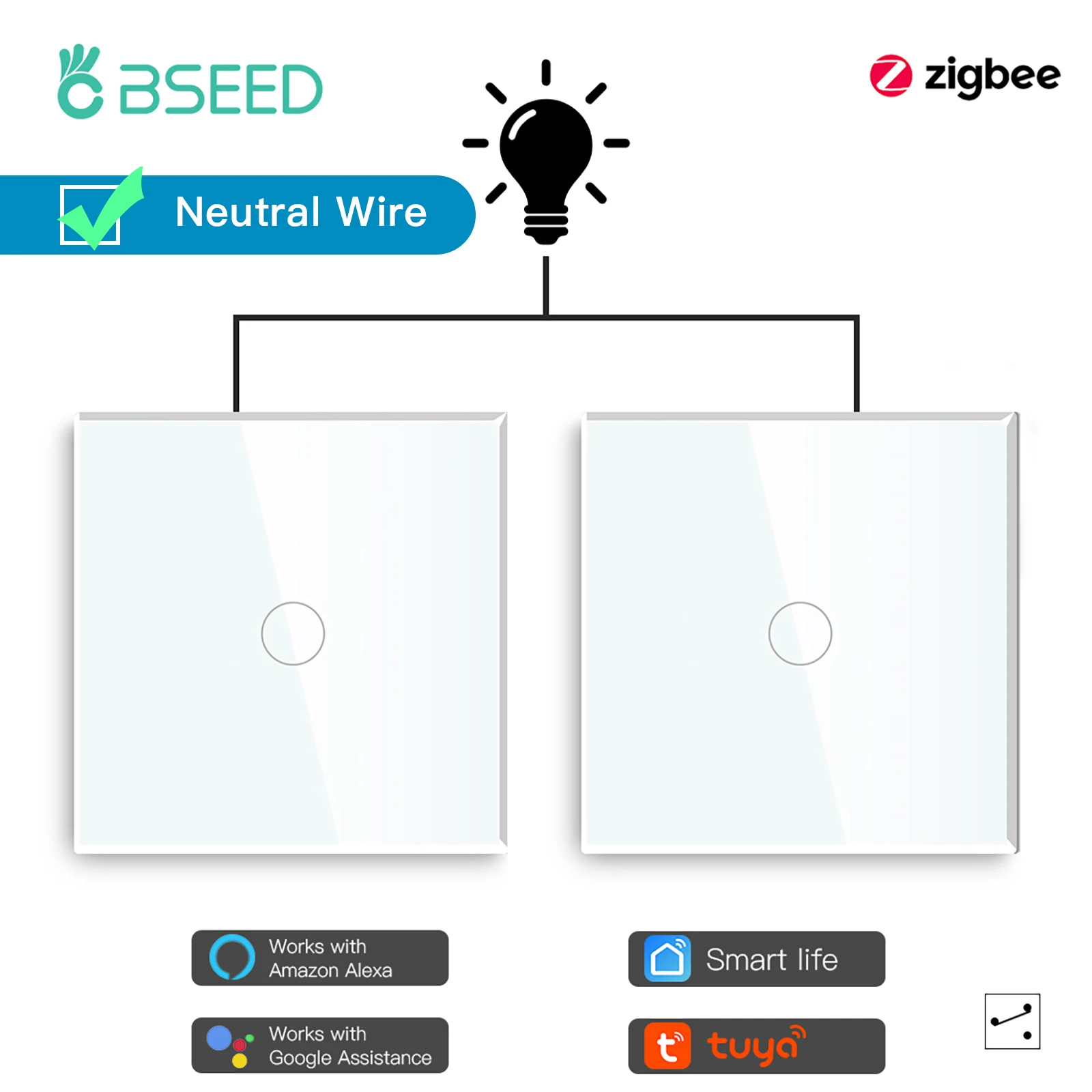 Bseed Zigbee Interruptor De Parede Inteligente Interruptor Luz 1gang ...