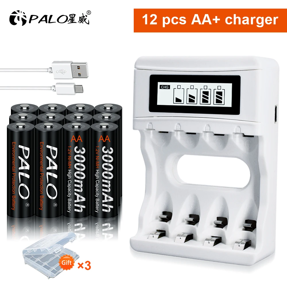 Palo Aa Battery Nimh Aa 3000mah 1.2v 2a Ni-mh Aa Rechargeable Batteries Aa Bateria Baterias And ...