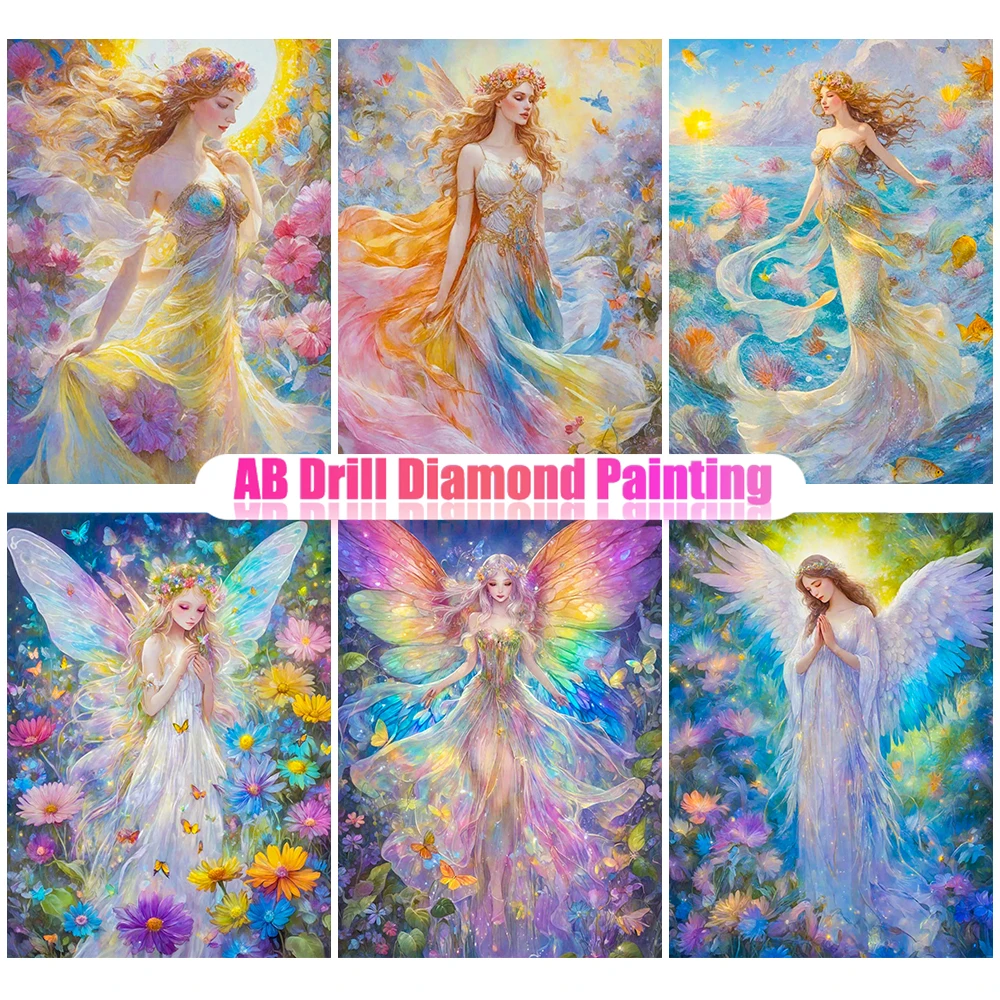 DIY-Belo-Anjo-AB-Pintura-Diamante-Fada-Borboleta-Diamante-Completo ...