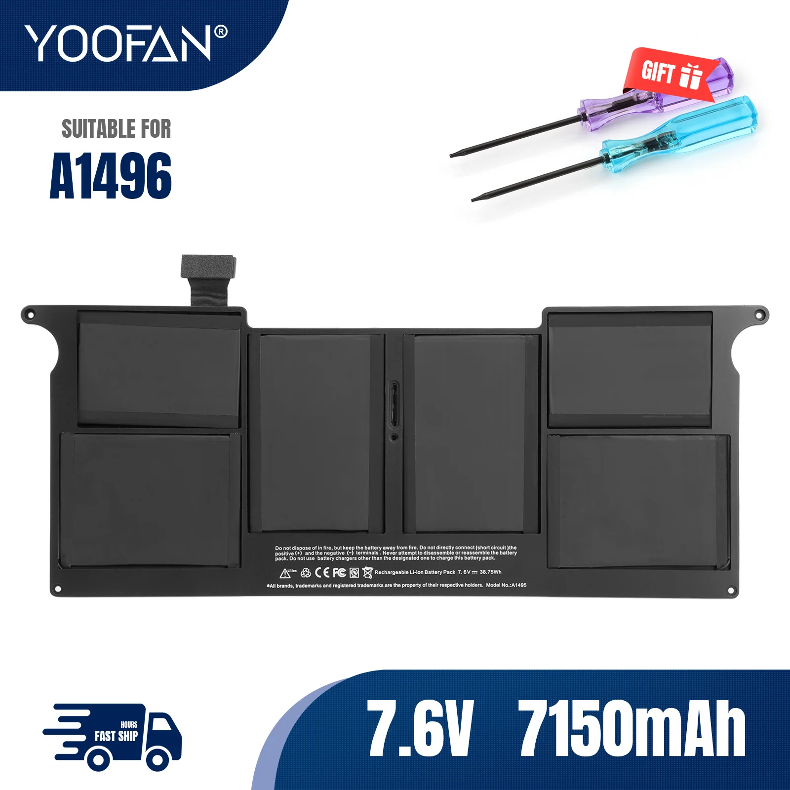 YOOFAN-New-A1496-Laptop-Battery-7-6V-7150mAh-For-Apple-MacBook-Air-13 ...