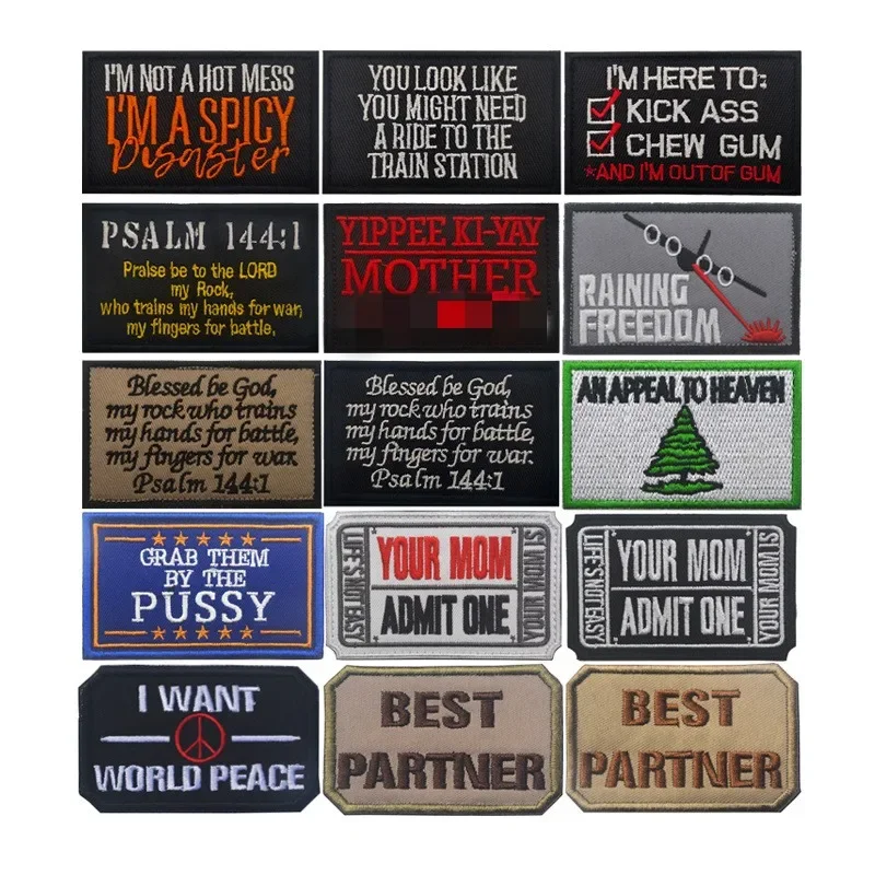 English-Embroidery-Patch-Armlet-Hook-and-Loop-Patches-on-Clothes ...