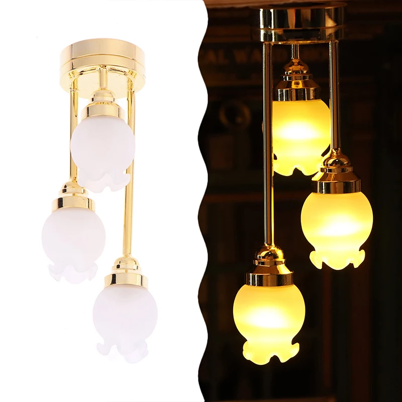 1-12-Dollhouse-Droplight-Miniature-LED-Chandelier-3-head-Bud-Ceiling ...