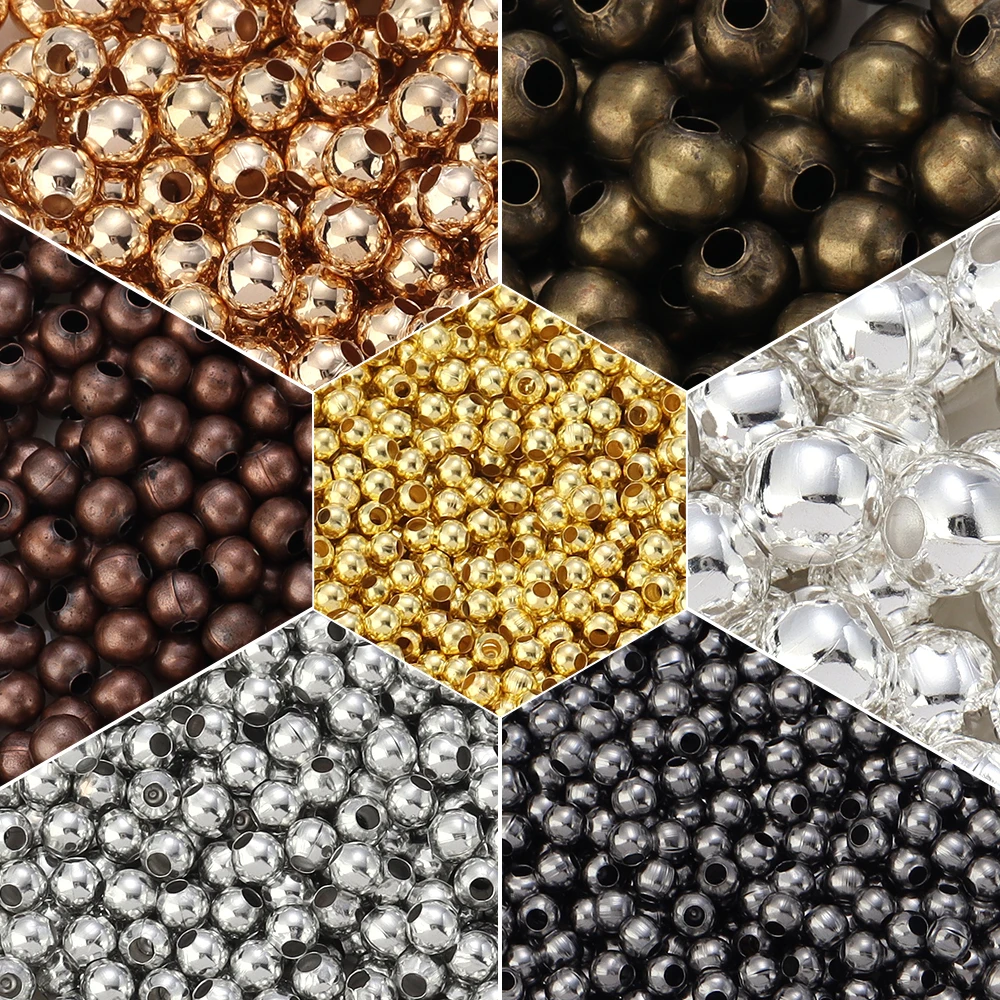 30-200Pcs Iron Round Beads 3/4/6/8/10mm Smooth Metal Ball Loose Spacer ...