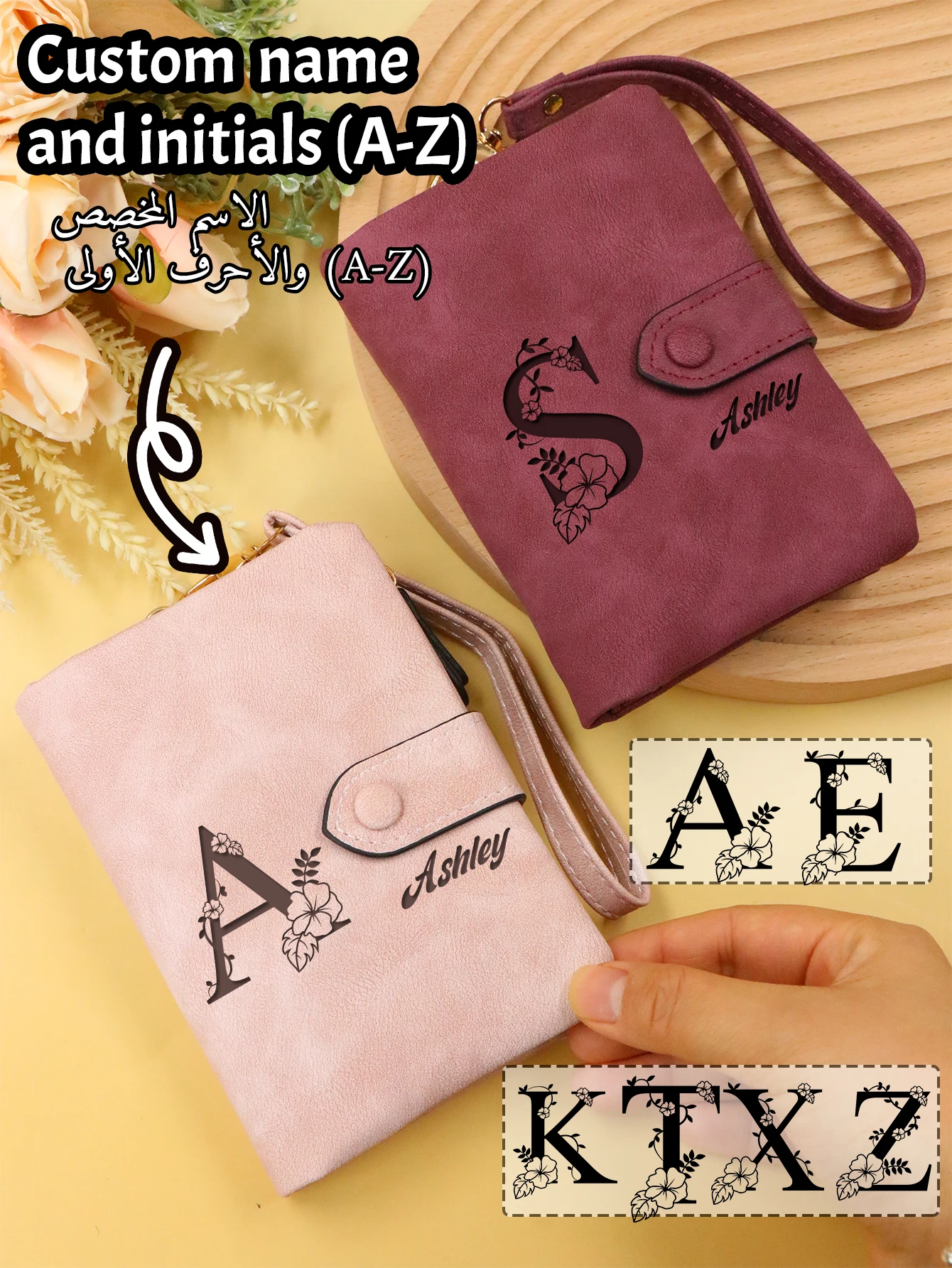Personalized Wallet Women, Custom Letters Womens Wallet, Coin Purse ...