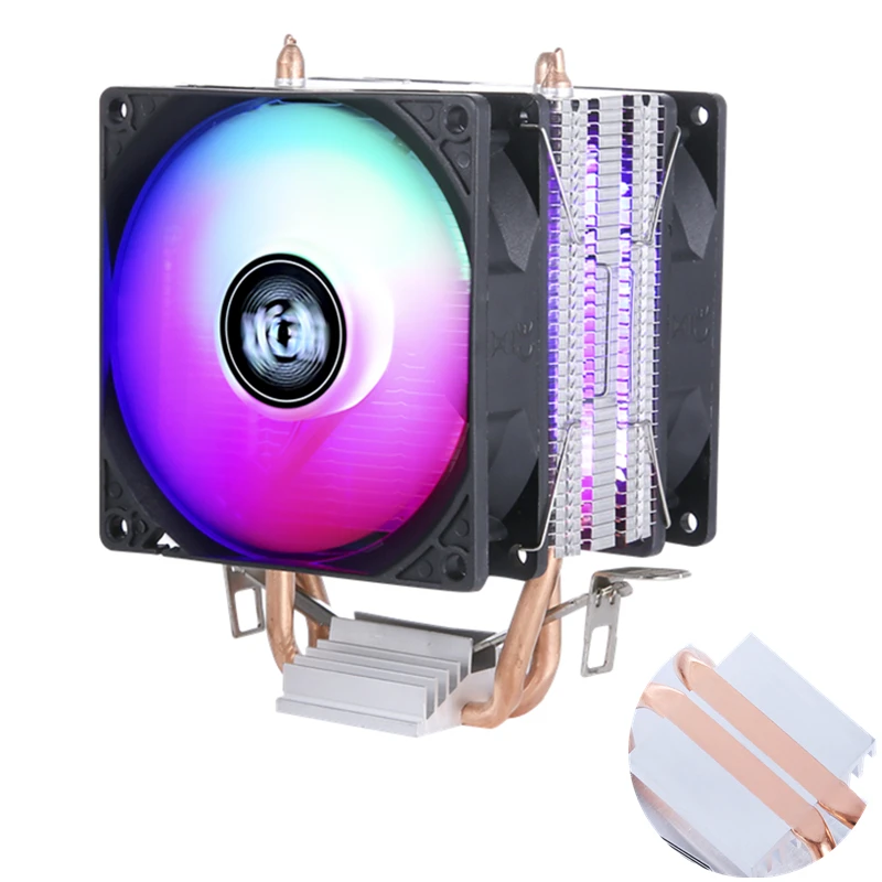 X79 X99 Amd Air-cooled Cpu Cooler 2 Heatpipes Pure Copper Cooling 90mm ...