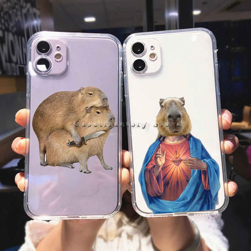 Capybara 휴대폰 케이스, 귀여운 동물 커버, 아이폰 14, 13 미니, 12, 11 프로 맥스, 8, 7, 6S 플러스 ...