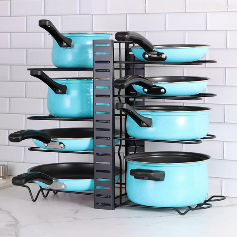 Pots-and-Pans-Organizer-Rack-Multi-layer-Iron-Wire-Bilateral-Pot-Cover ...