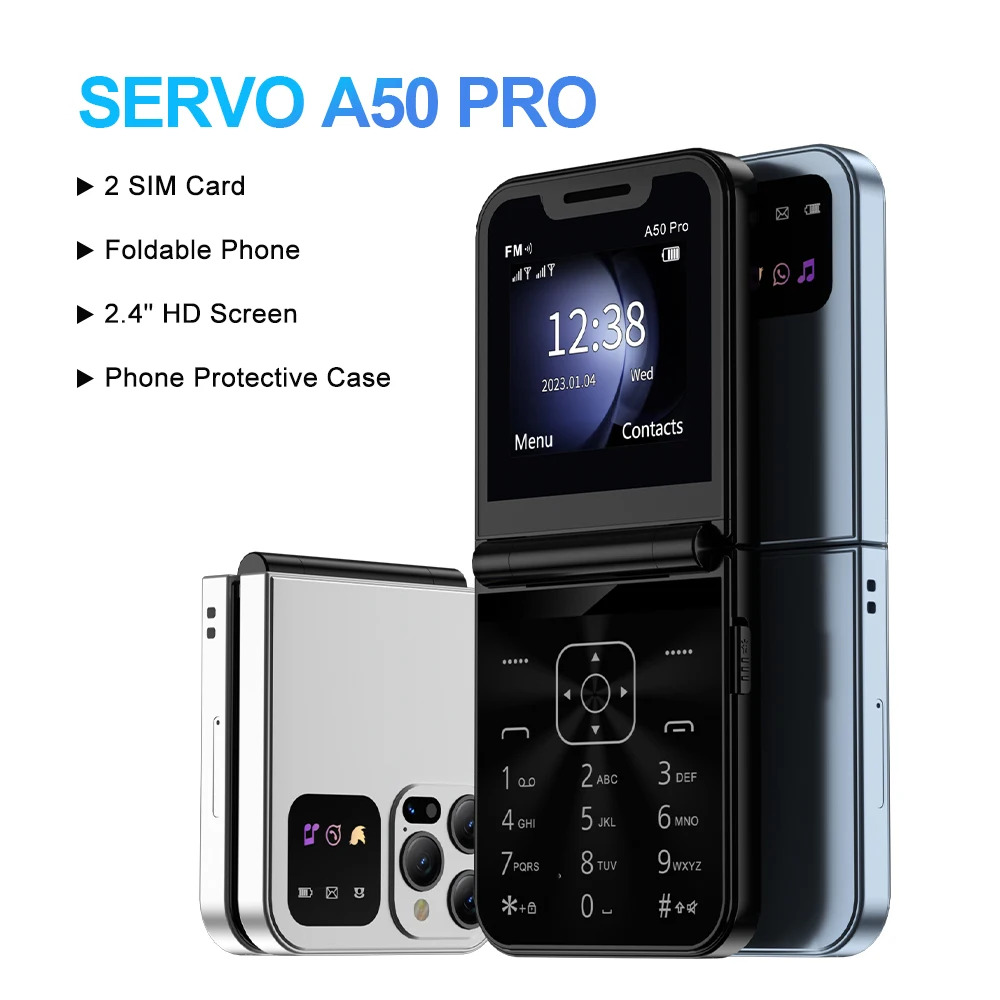 SERVO-A50-PR0-Flip-Mobile-Phone-Dual-SIM-2G-Network-Blacklist-Auto-Call ...