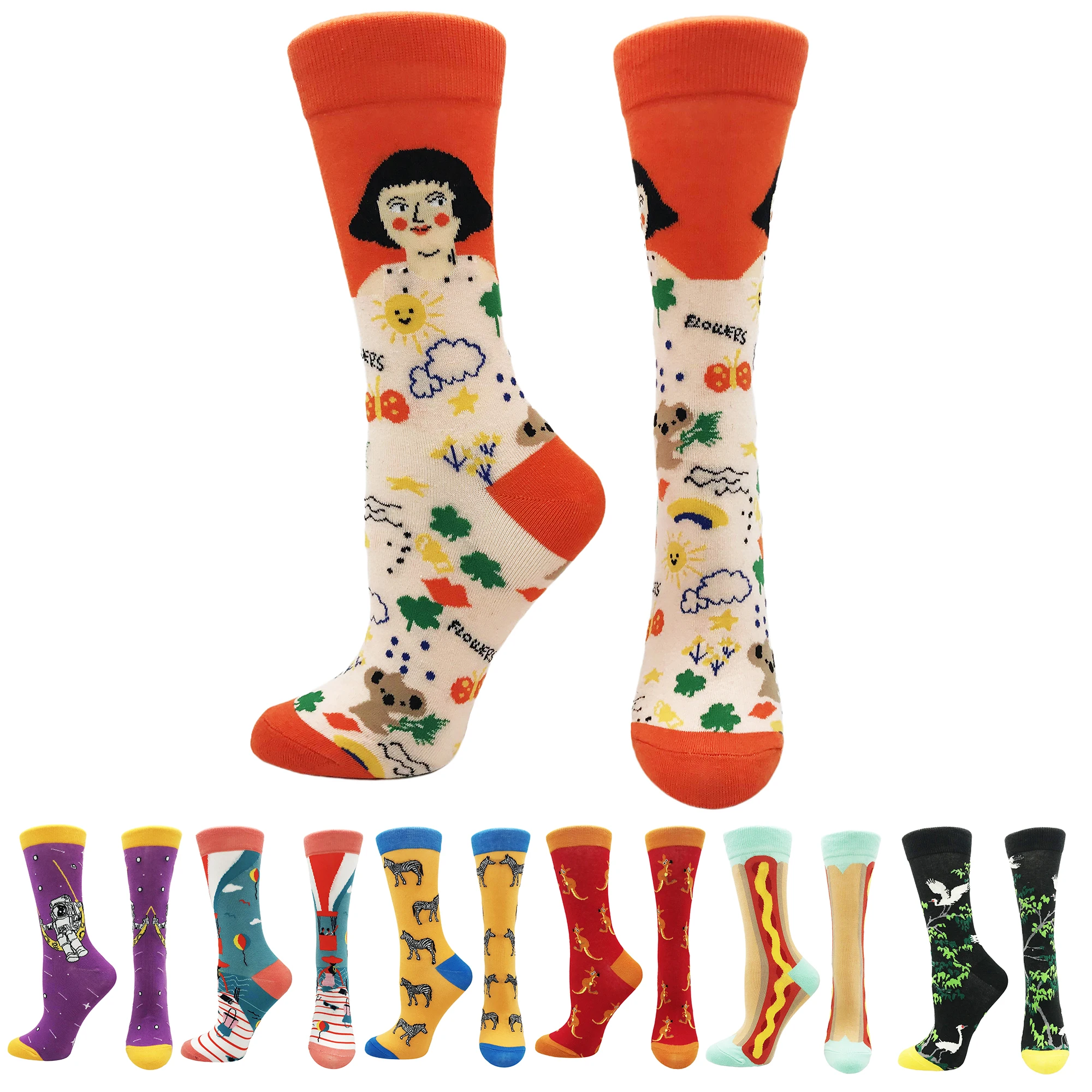Fashionable-ladies-socks-funny-cartoon-stockings-cotton-creative ...