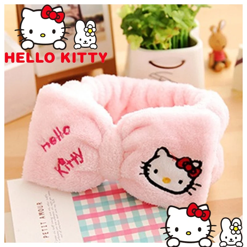 Hello-Kitty-Wash-Face-Hair-Holder-Hairbands-Soft-Warm-Coral-Fleece-Bow ...