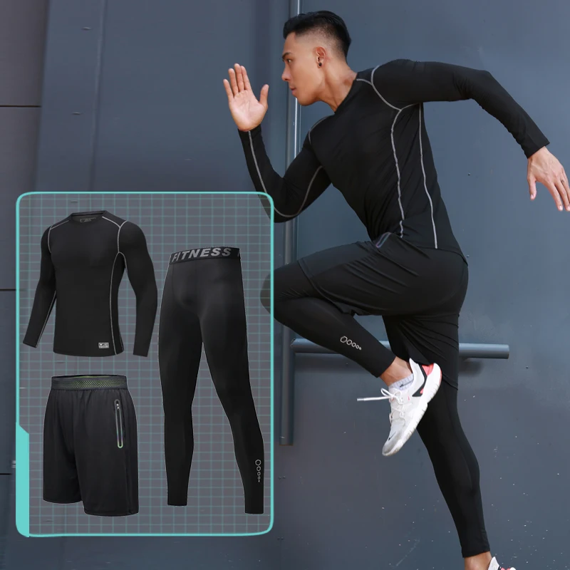 Sportswear-Gym-Fitness-Tracksuit-Men-Running-Sets-Compression ...