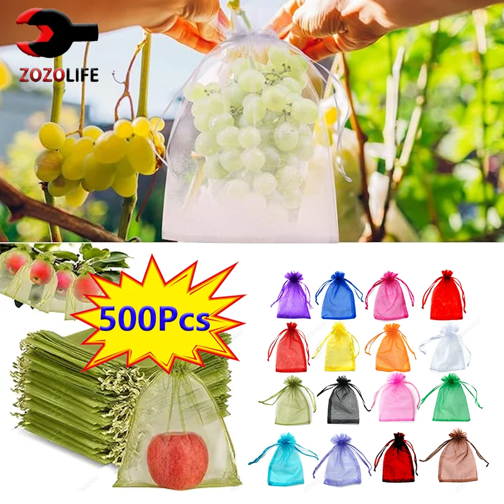 50-500PCS-Grapes-Fruit-Protection-Bags-Tree-Grow-Bags-Netting-Mesh-For ...
