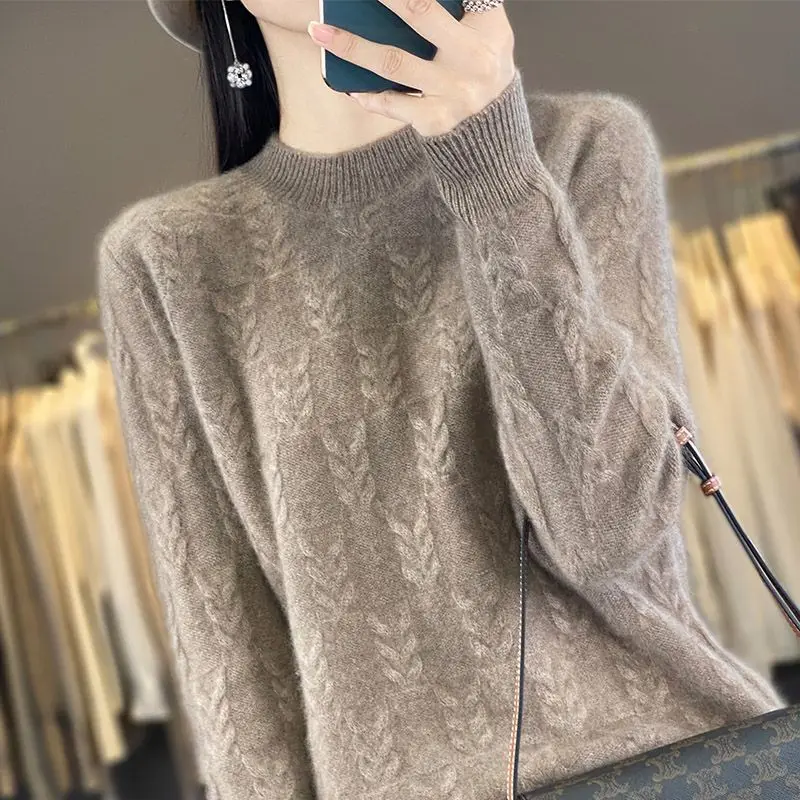 New Chinese Style Solid Color Jacquard Autumn Winter New Round Neck ...