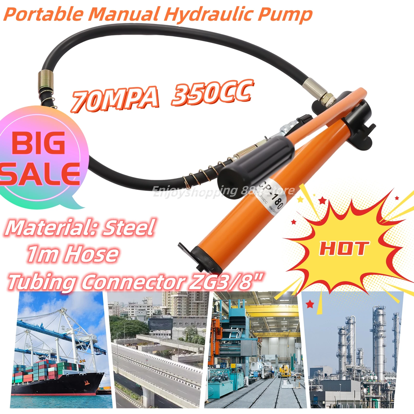 Portable Manual Hydraulic Pump Ram 10000psi 70MPA Separated Type with ...