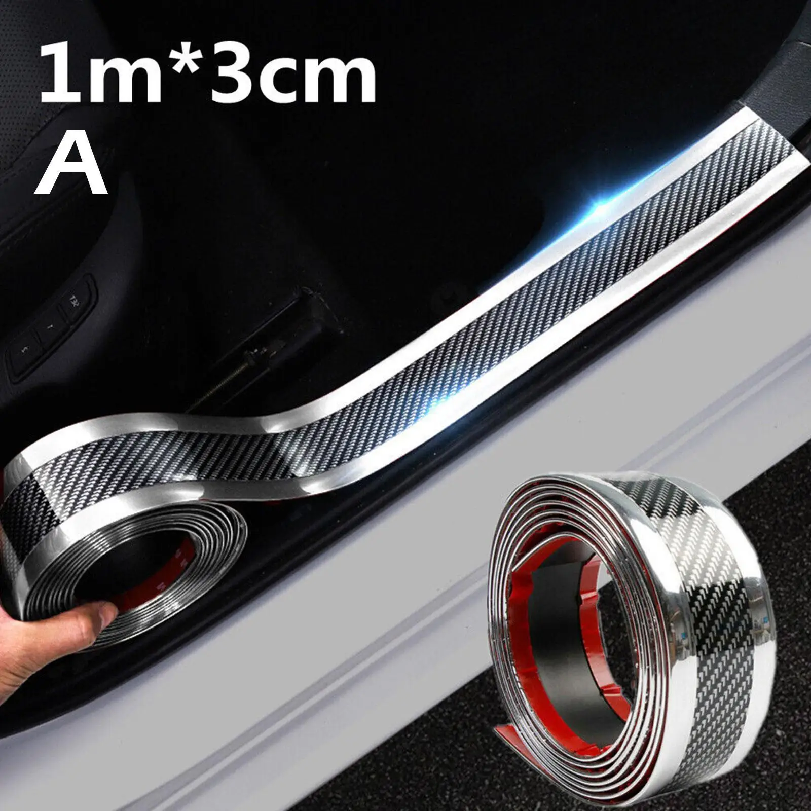 Car Stickers Anti Scratch Door Sill Protector Rubber Strip Carbon Fiber ...