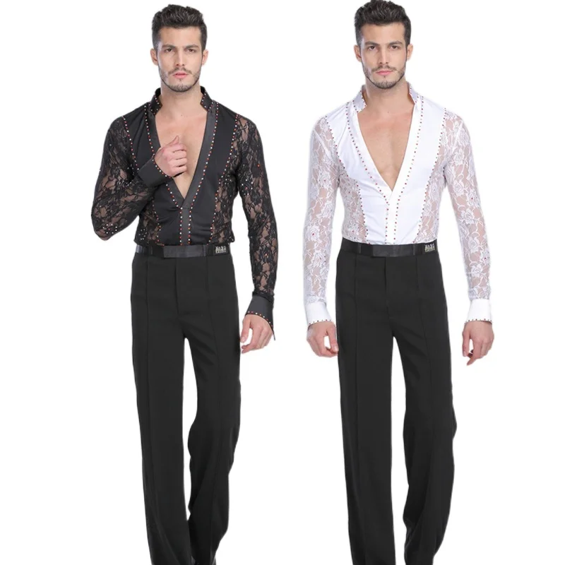 Men-Latin-Dance-Lace-black-and-white-Garment-Dance-Waltz-Ballroom-Dance ...