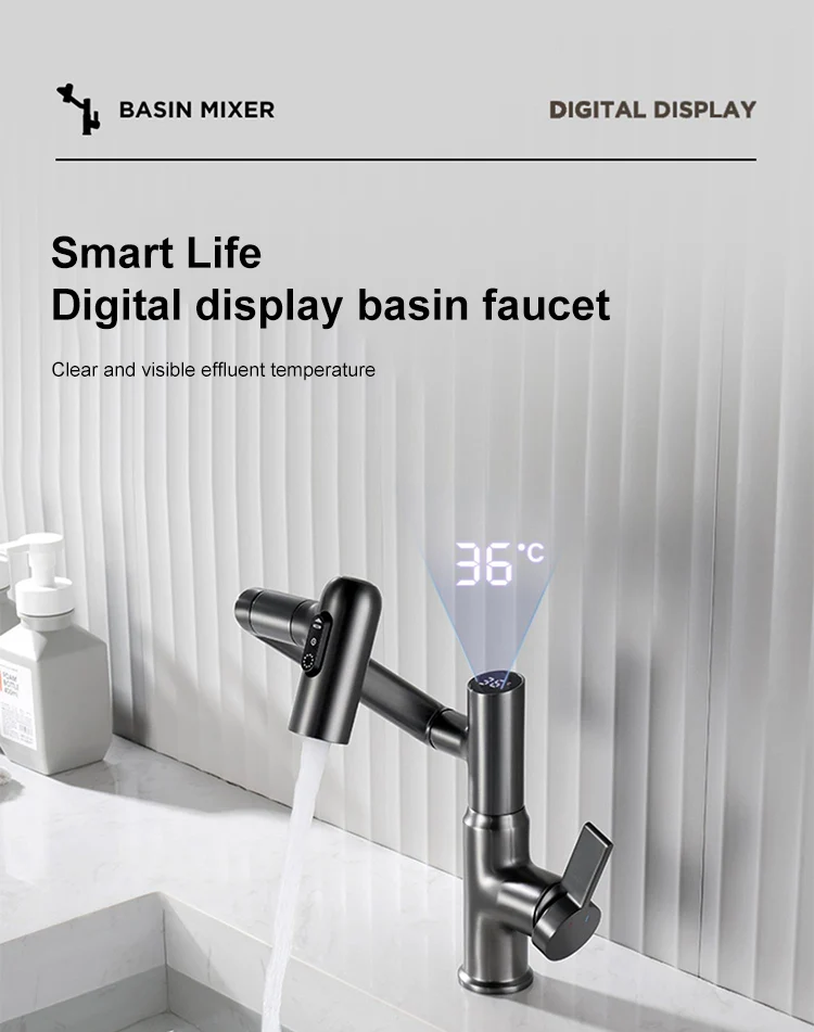 Luxury Swivel Faucet with Temperature Display - FaucetBazaar