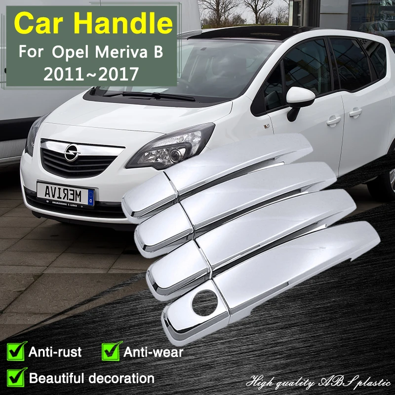 for Opel Meriva B 2011~2017 Vauxhall Meriva Chrome Exterior Door Handle ...