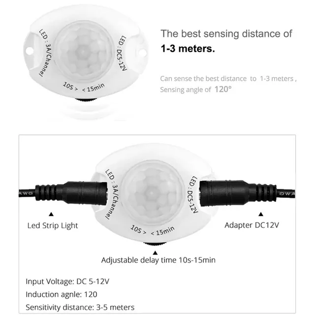 Mozgásérzékelő Fénykapcsoló Dc5V 12V Pir Mozgás Detektor Aktivált ...