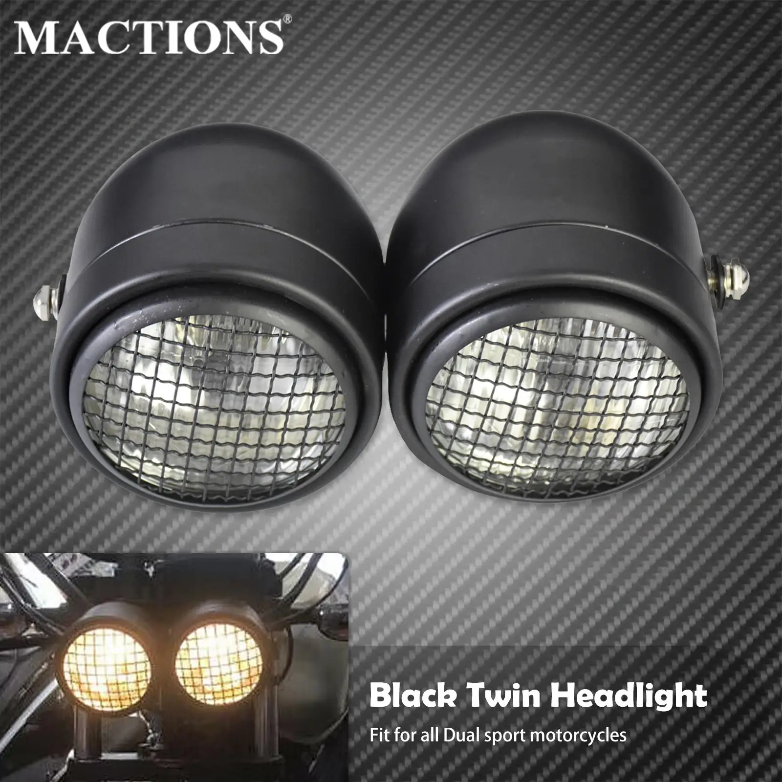 Universal Motorcycle Front Twin Dual Headlight Double Headlamp Light W ...