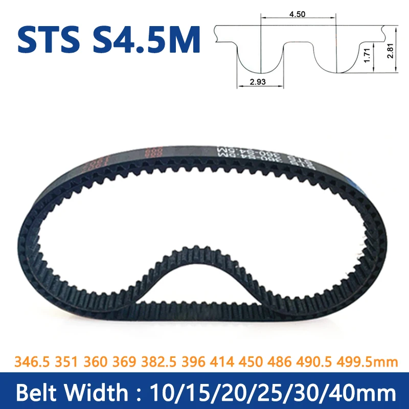 1pc STS S4.5M Rubber Timing Belt 347 351 360 369 382 396 414 450 486 ...