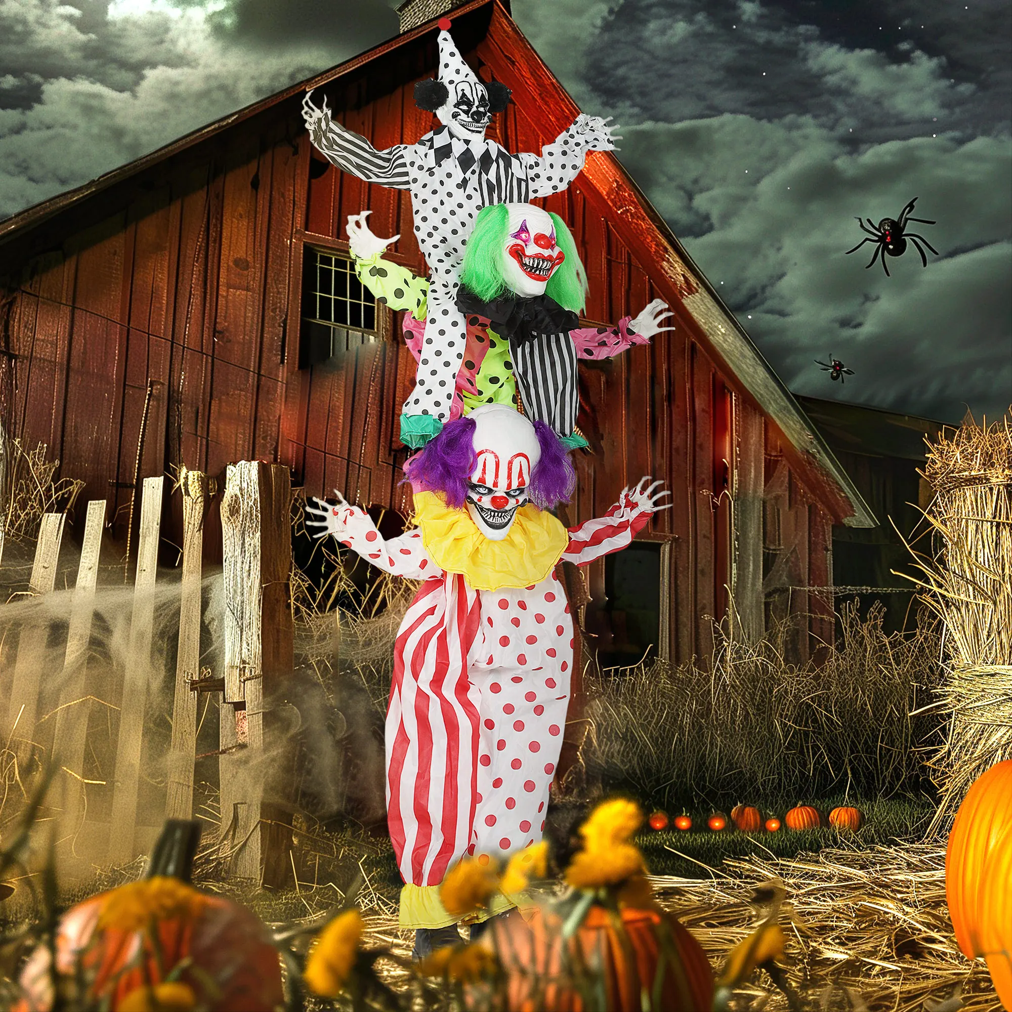 Outsunny Life Size Stackable Halloween Animated Clown, Indoor Party ...