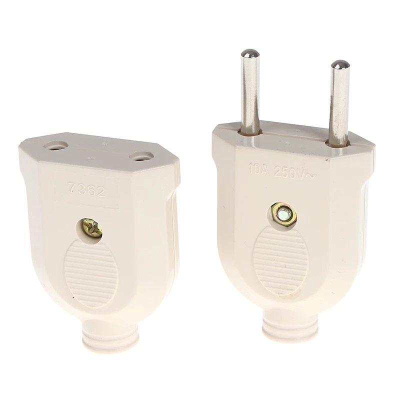2-Pin-EU-Plug-Male-Female-electronic-Connector-Socket-Wiring-Power ...