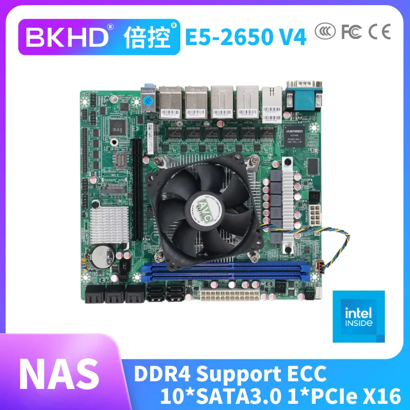 BKHD C612 Intel Xeon Processor E5-2650 V4 Motherboard 10 SATA NAS MB 21*18.5cm Tower type heat ...