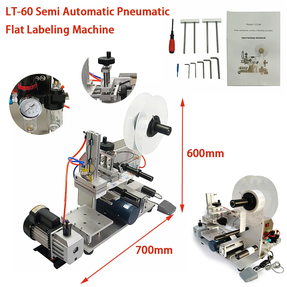 LT-60-Semi-Automatic-Flat-Surface-Labeling-Machine-Pneumatic-Label ...