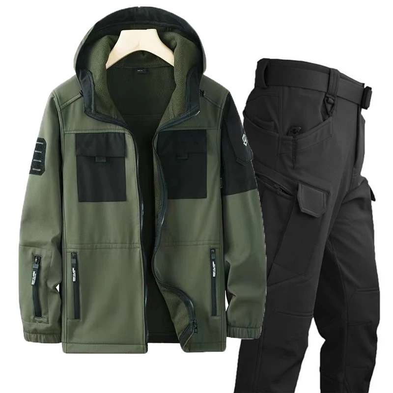 Men-Waterproof-Tactical-Tracksuit-Fleece-Softshell-Jackets-Pants ...