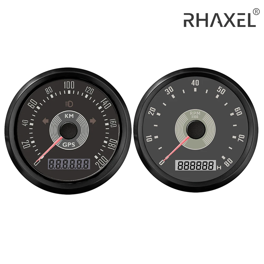 RHAXEL-2-Gauge-Set-3-3-8Inches-Speedometer-GPS-220MPH-Tachometer ...