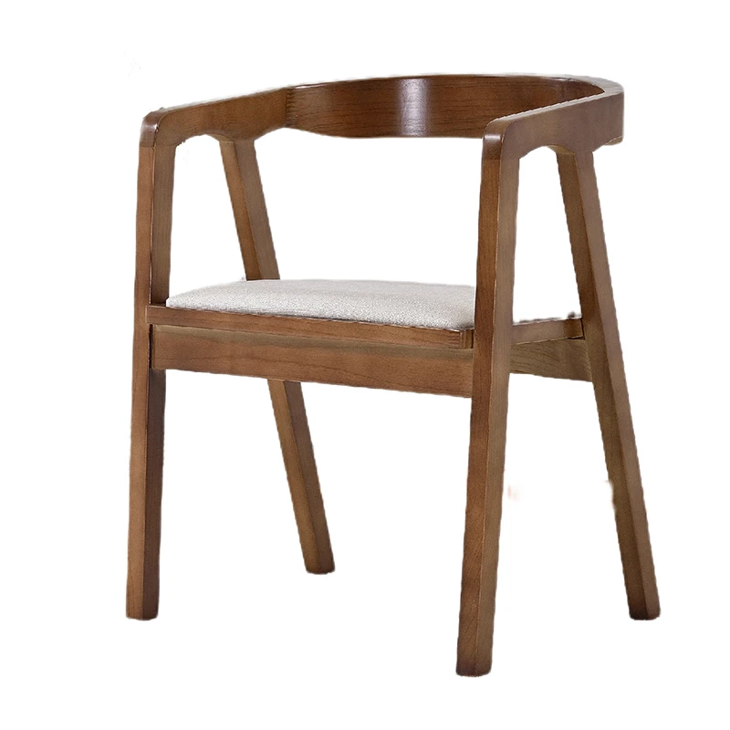 Solid Wood Curved Backrest Dining Chairs with Cream or Ash Woven ...