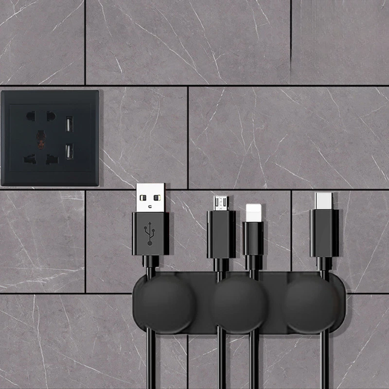 New-Silicone-USB-Cable-Organizer-Winder-Desktop-Table-Tidy-Management ...