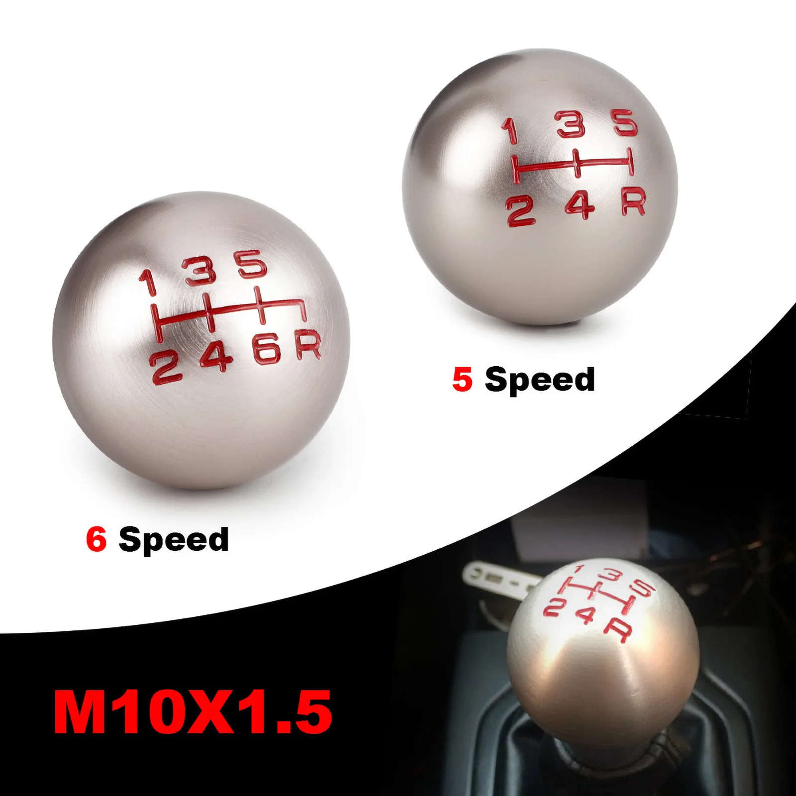 5-6-Speed-M10-1-5-Aluminum-Matte-Ball-Shape-Gear-Shift-Knob-for-Honda ...