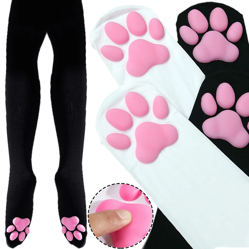 Kawaii 3D Cat Claw Knee High Socks Women Lolita Cat's Paws Socks ...