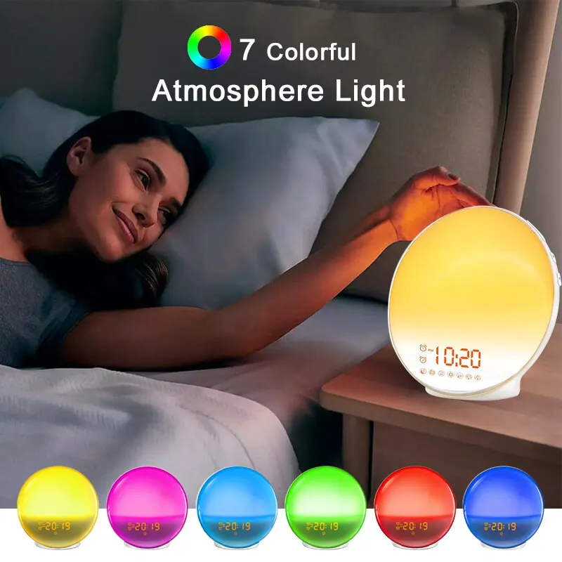 LED-Smart-Alarm-Clock-Light-FM-Radio-Multifunctional-Wake-up-Lamp ...