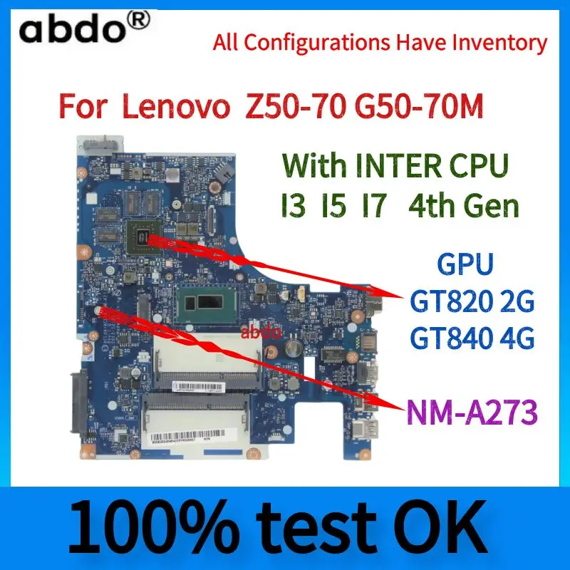 NM-A273 .For LENOVO Ideapad Z50-70 G50-70M Laptop Motherboard.With ...