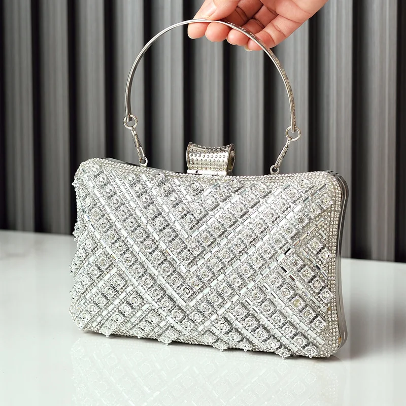 Silver Purses Women Hand Bags Diamond Designer Luxury Shoulder Bags ...