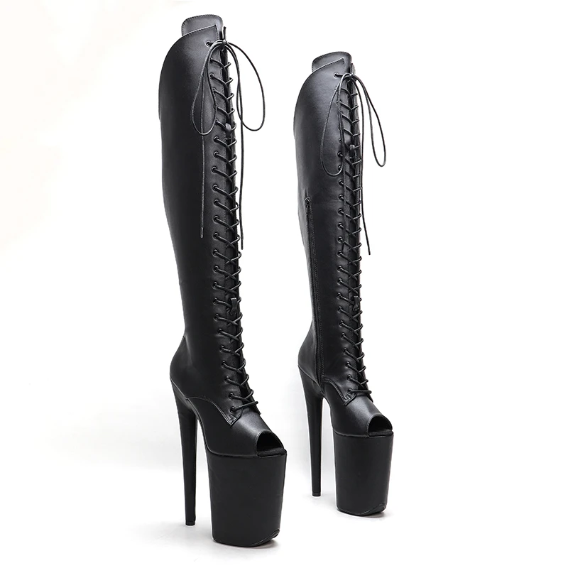 Leecabe 23CM/9inches matte PU upper Sexy boots Open Toe High Heels ...