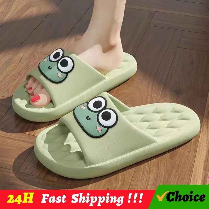 Summer-Slippers-Women-Shoes-Beach-Slides-Cartoon-Frog-Flip-Flops-Flat ...