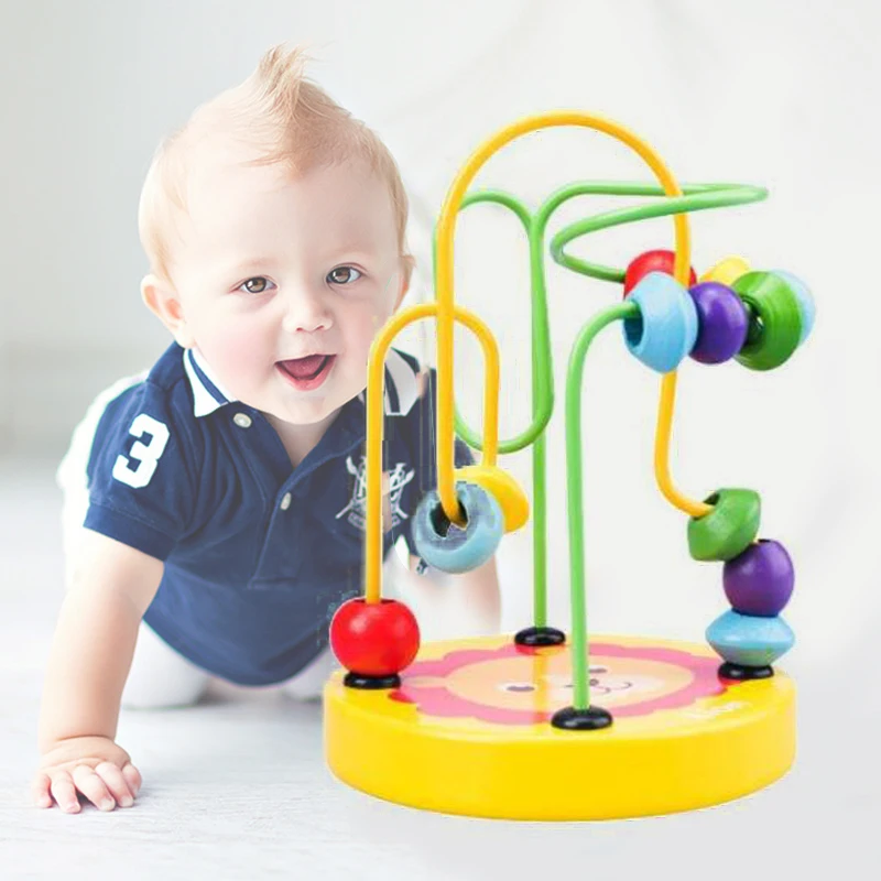 Lion Little Pole Winding Toys Wooden Montessori Early Education Puzzle ...