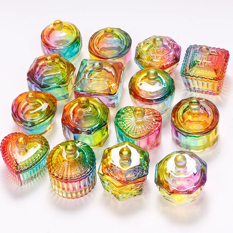 1pc Nail Art Crystal Glass Acrylic Powder Liquid Nail Cup Dappen Dish ...